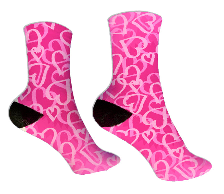 Hot Pink Heart Socks — Potter's Printing