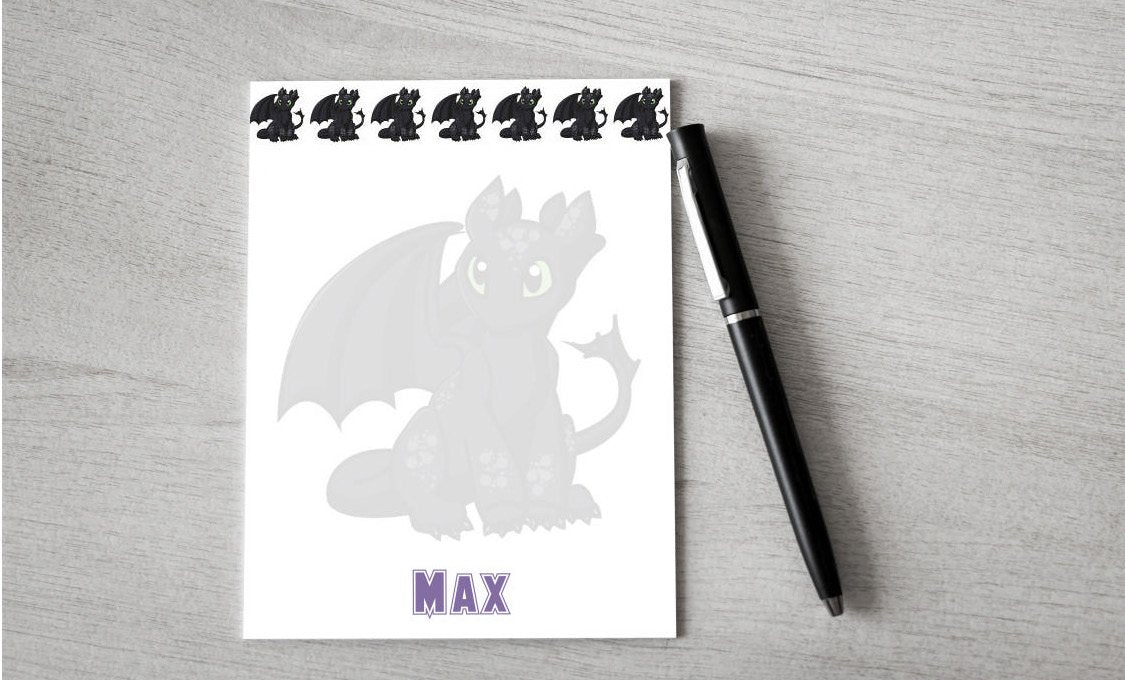 Personalized Black Dragon Design Note Pad — Potter's Printing
