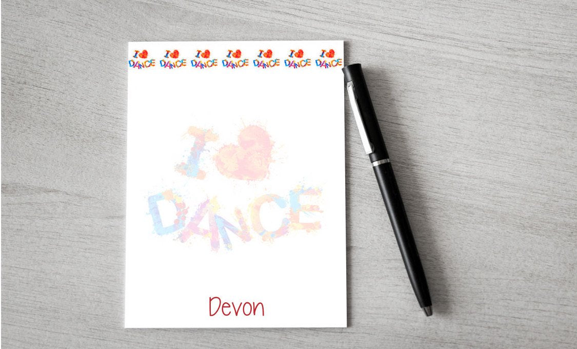 Personalized Dance Design Note Pad — Potter's Printing