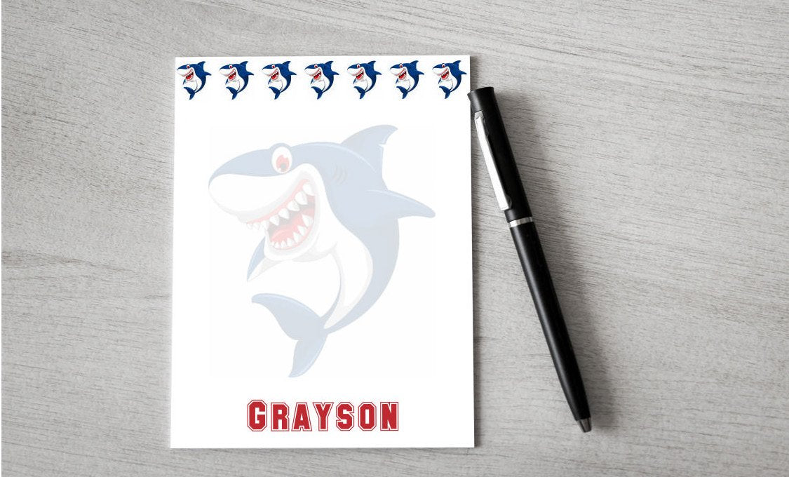 Personalized Shark Design Note Pad — Potter's Printing