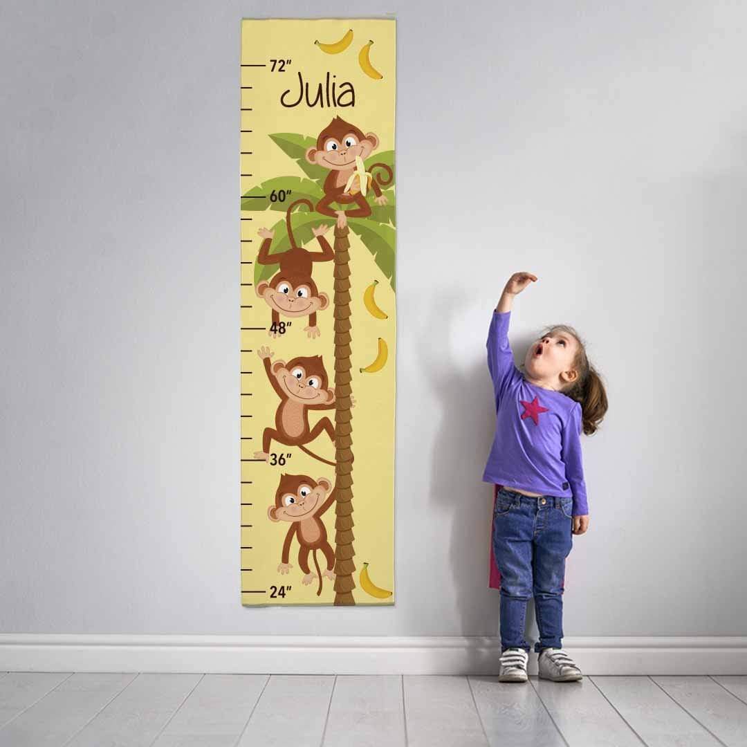 Personalized Monkey Design Girls Growth Chart — Potter's Printing