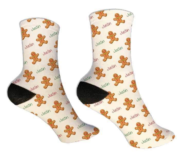 Personalized Gingerbread Boy Christmas Design Socks — Potter's Printing